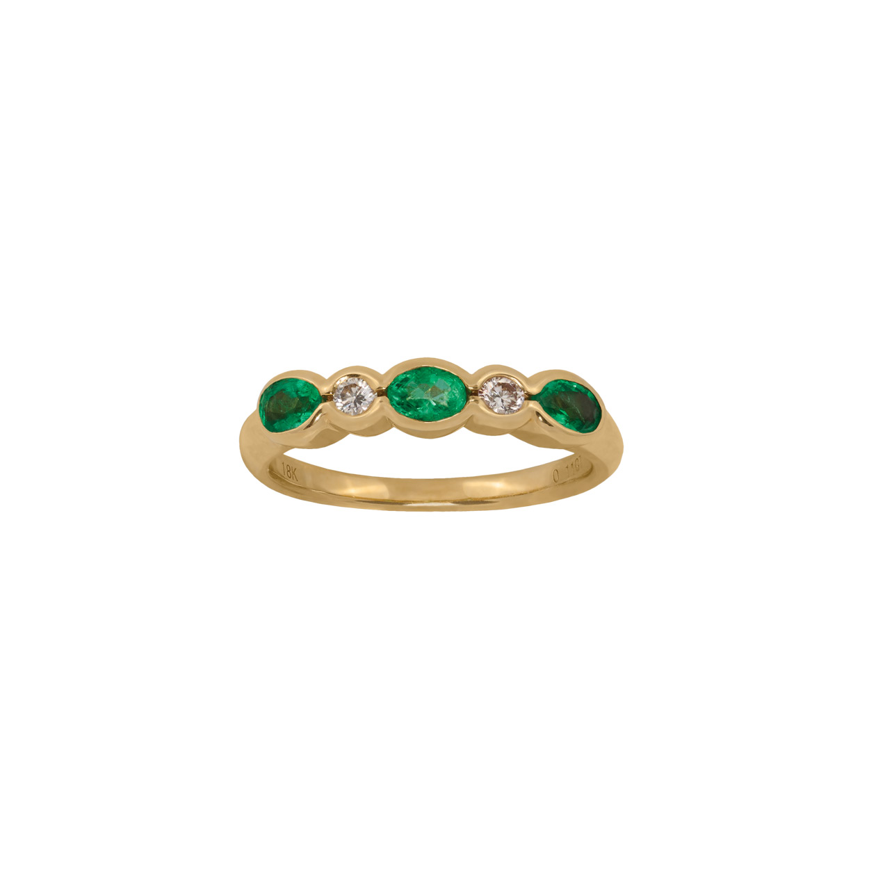 18ct Yellow Gold Emerald & Diamond Eternity ring - FJ Zelley